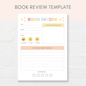 Book Review Template, Book Review Printable, Reading Log, Reading ...