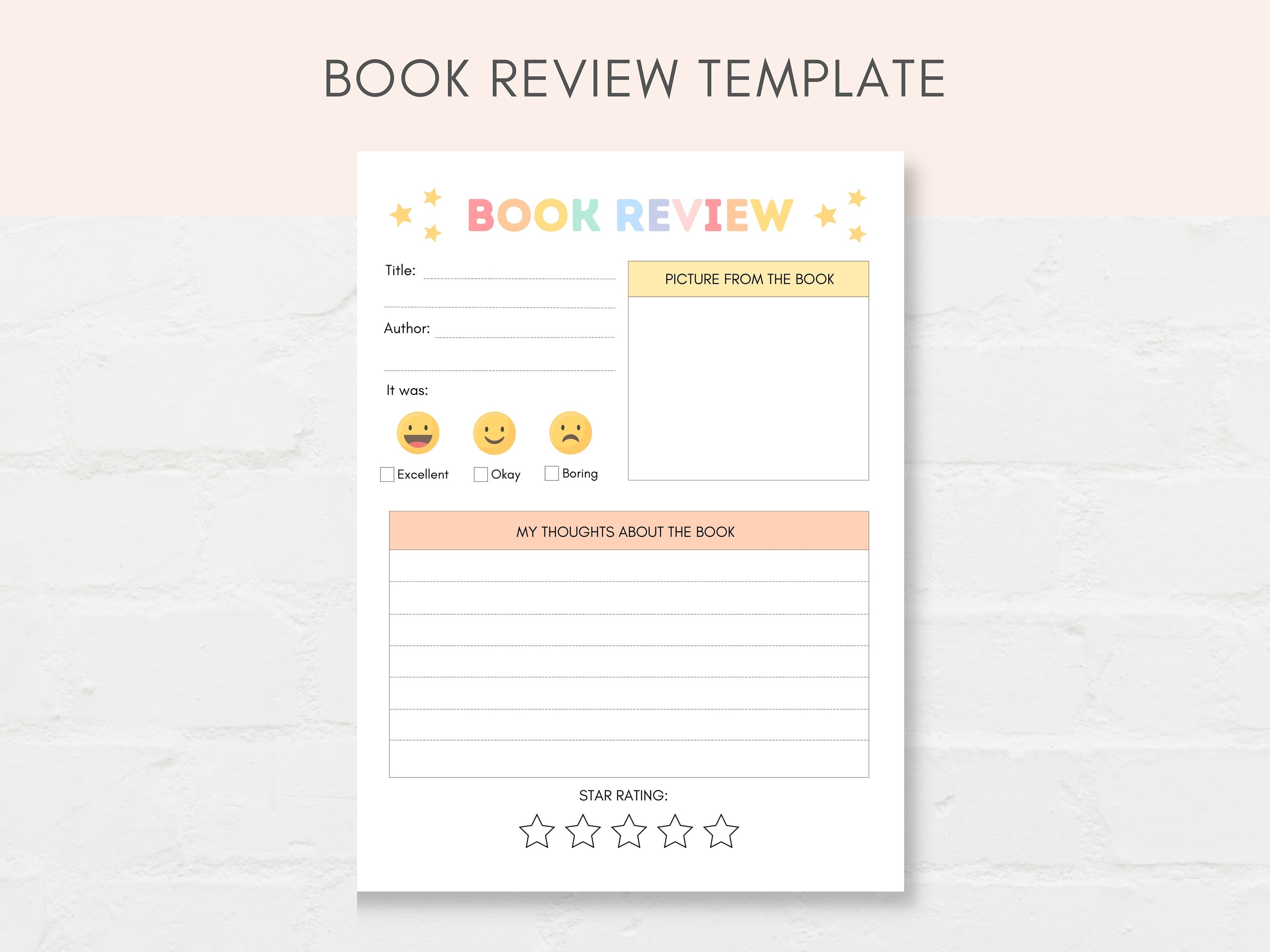Book Review Template, Book Review Printable, Reading Log, Reading ...