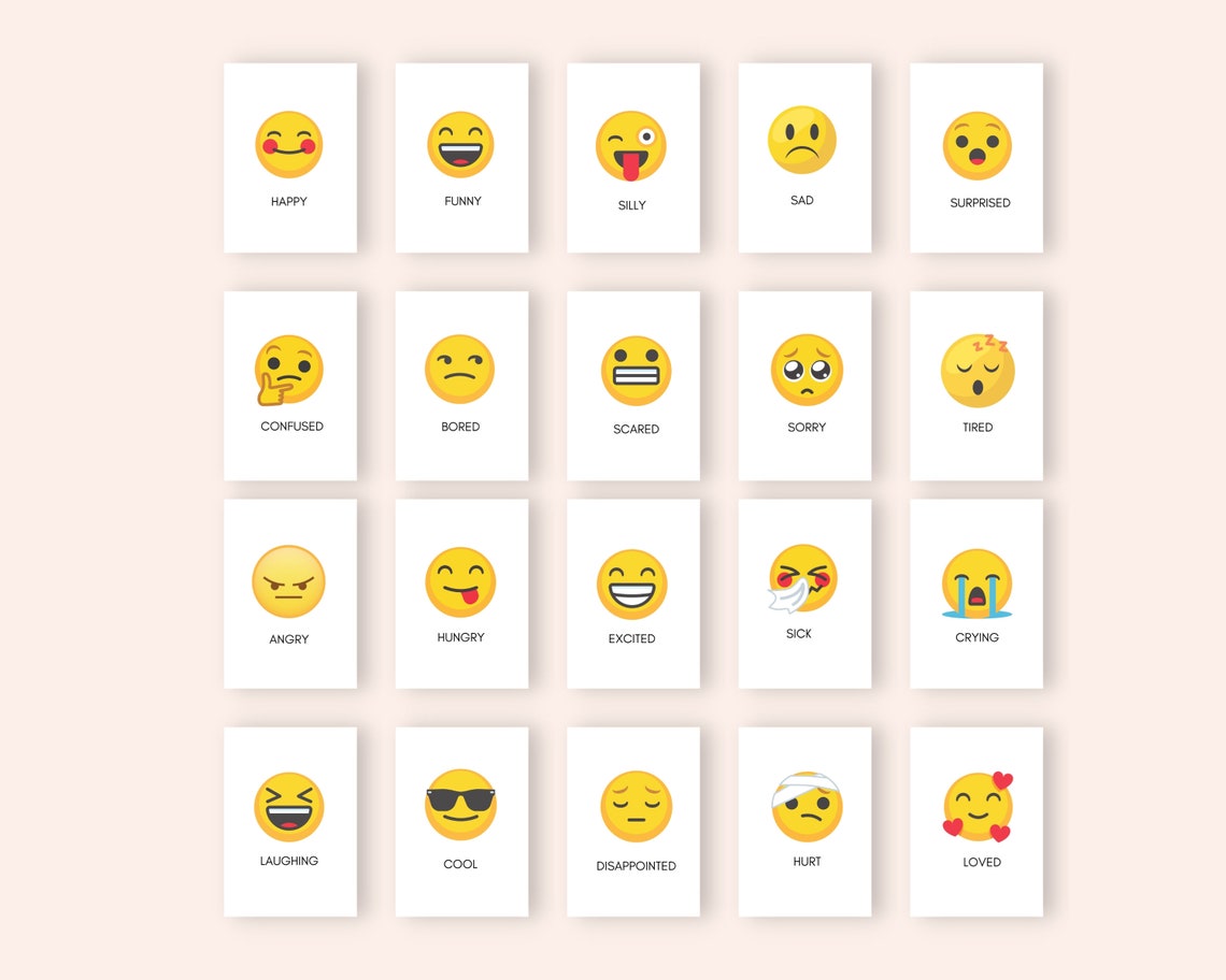 Emotion Flashcards, Preschool Emotion Flashcards, Emoji Flashcards ...