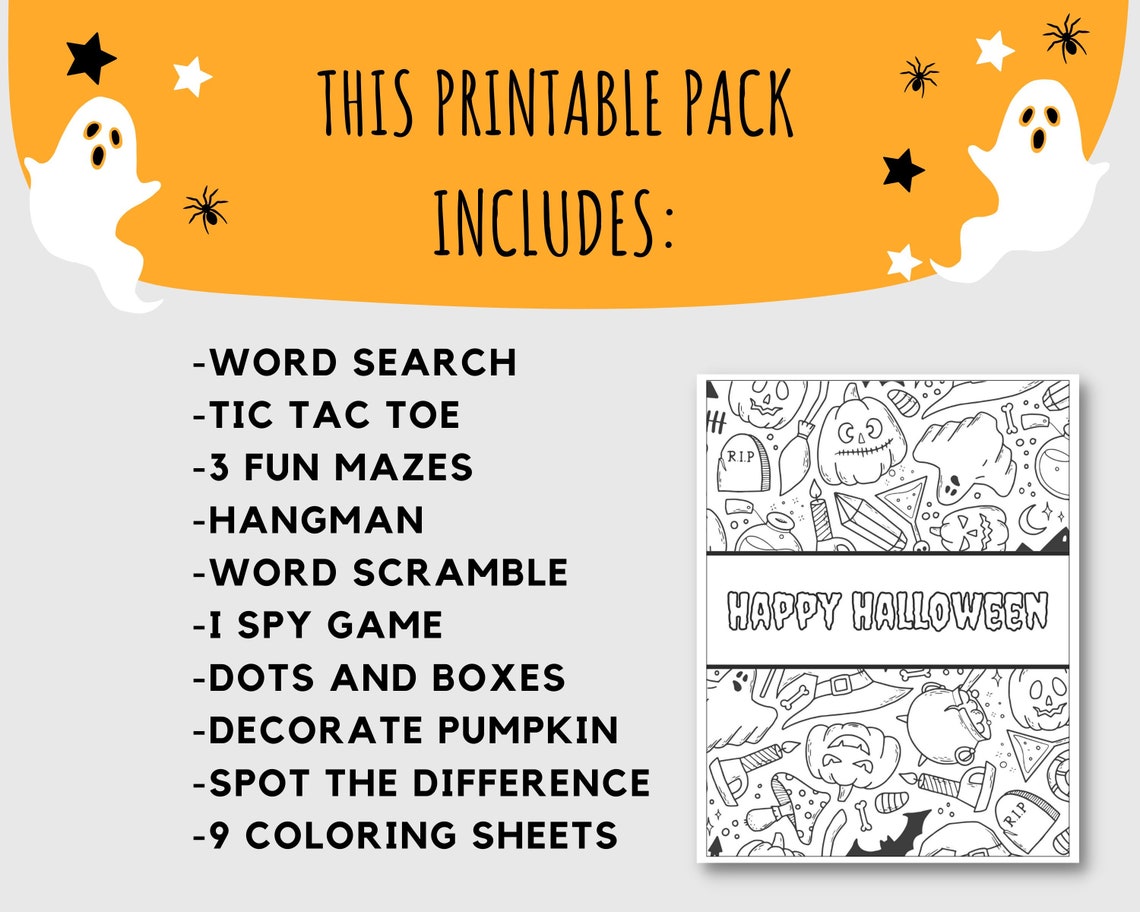 Halloween Activity Printable Halloween Coloring Halloween - Etsy