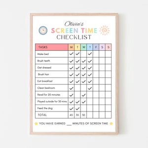 Screen Time Chart, Screen Time Checklist, Summer Screen Time, Screen ...