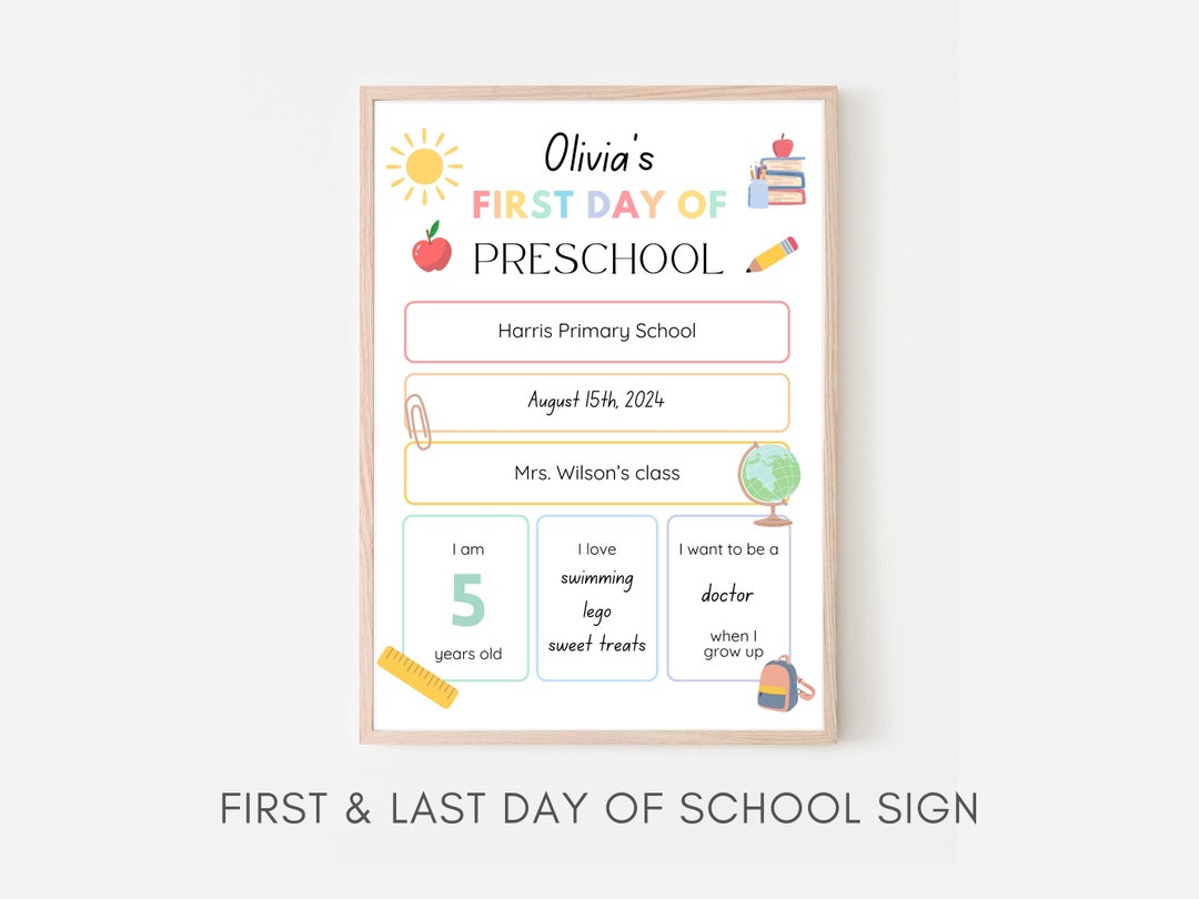 Last Day of School Sign, First and Last Day of School Sign, First Day ...
