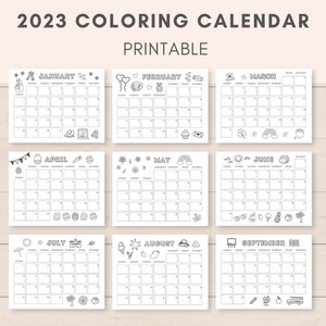 Coloring Calendar 2023, Kids Calendar, Academic Calendar, Homeschool ...