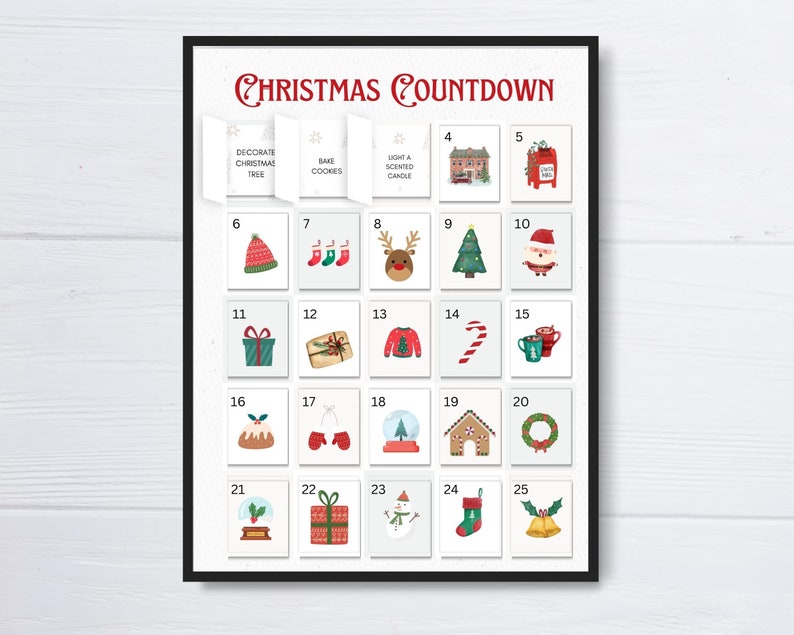 Printable Advent Calendar Christmas Countdown Advent Kids - Etsy