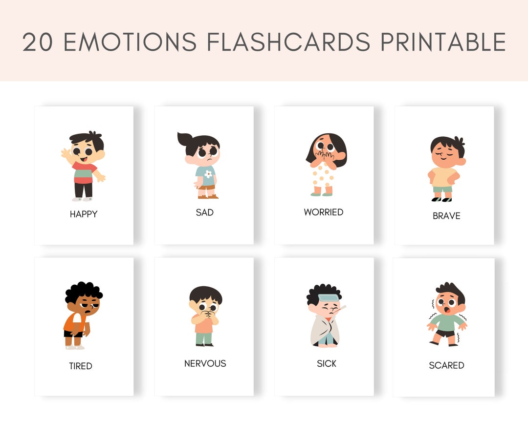 Emotion Flashcards Printable Flashcards Kids Emotions - Etsy Australia