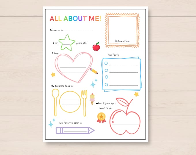 Back to School All About Me Student Printable | All About Me ...