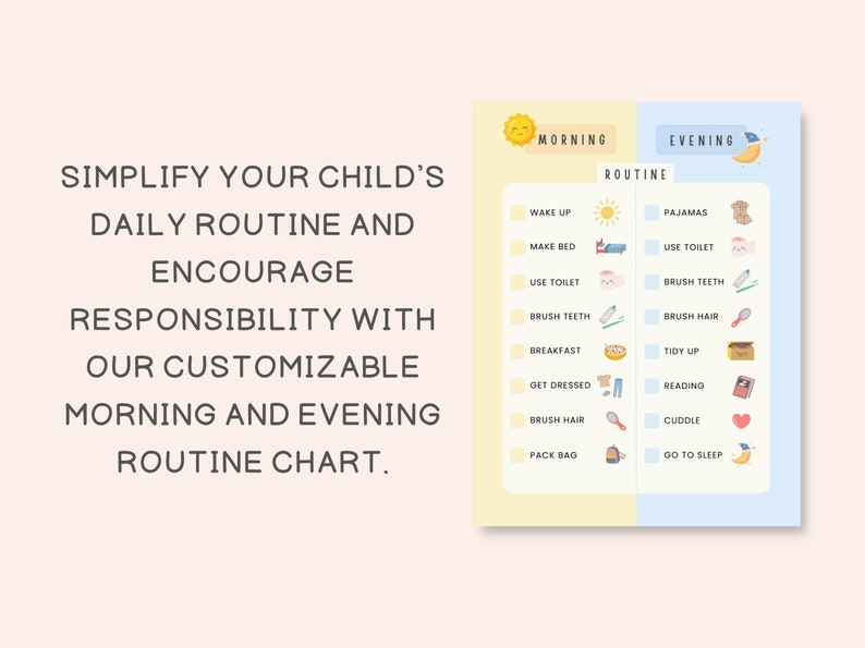 Editable Morning Routine Chart, Evening Routine Chart, Daily Routine ...