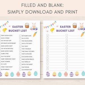 Easter Bucket List Printable, Easter Checklist, Easter Activities, Kids ...