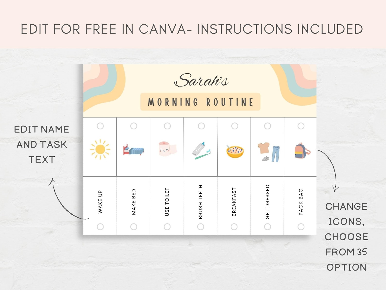 Editable Routine Flip Chart, Kids Routine, Daily Routine Chart, Daily ...