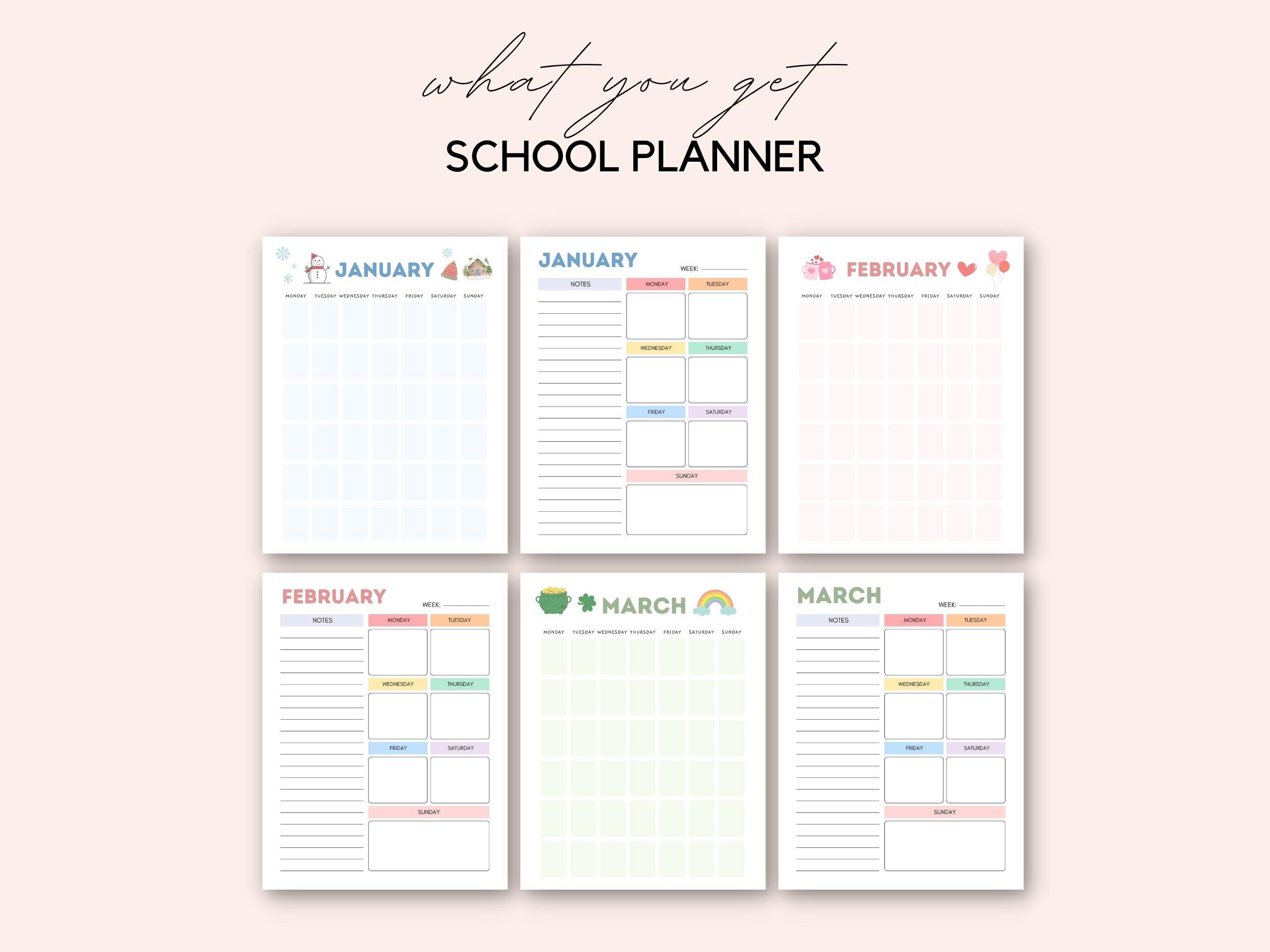 School Planner for Kids, Student Planner, Kids Printable School Planner ...