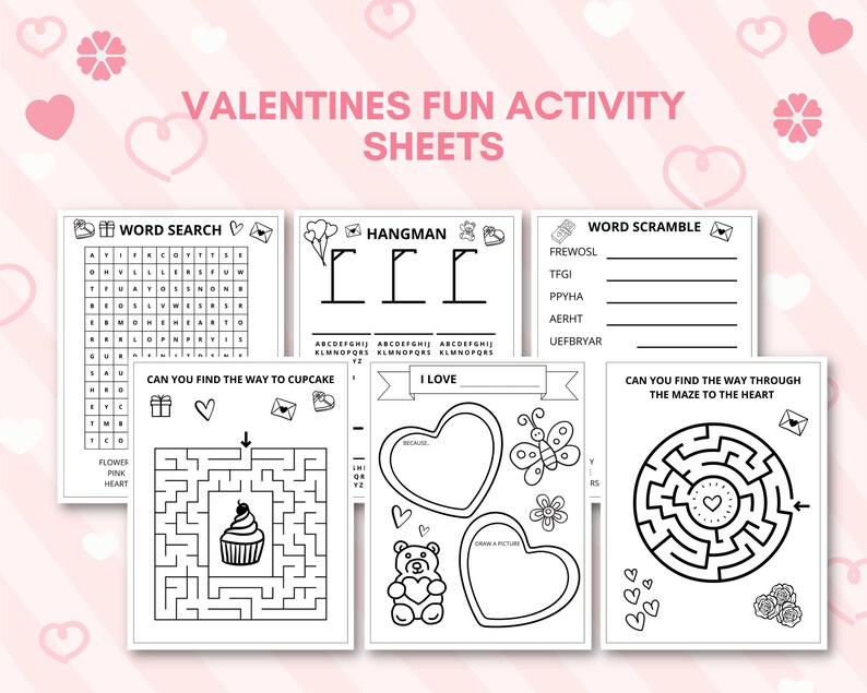 Valentines Activity Printable Valentines Party Games - Etsy