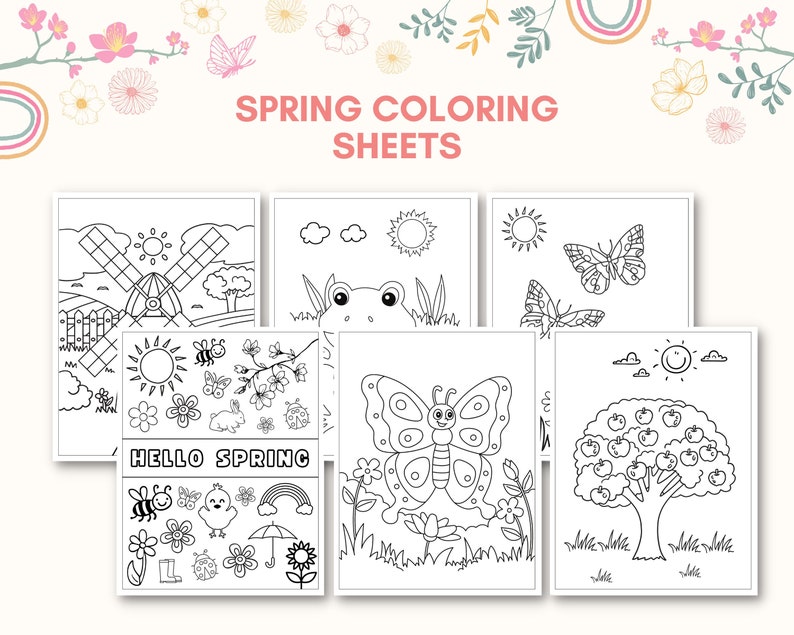 Spring Activity Printable Spring Coloring Pages Spring - Etsy