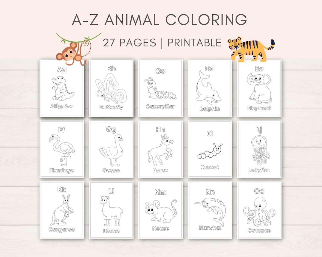 A-Z ANIMAL COLORING PAGES, Coloring Pages, Alphabet Animals, A-Z Animal ...