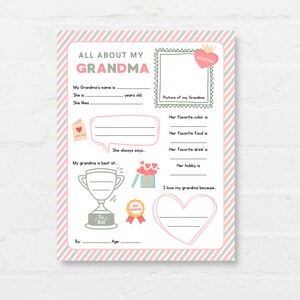All About My Grandma, Grandma Printable, Grandma Birthday, Kids Grandma ...