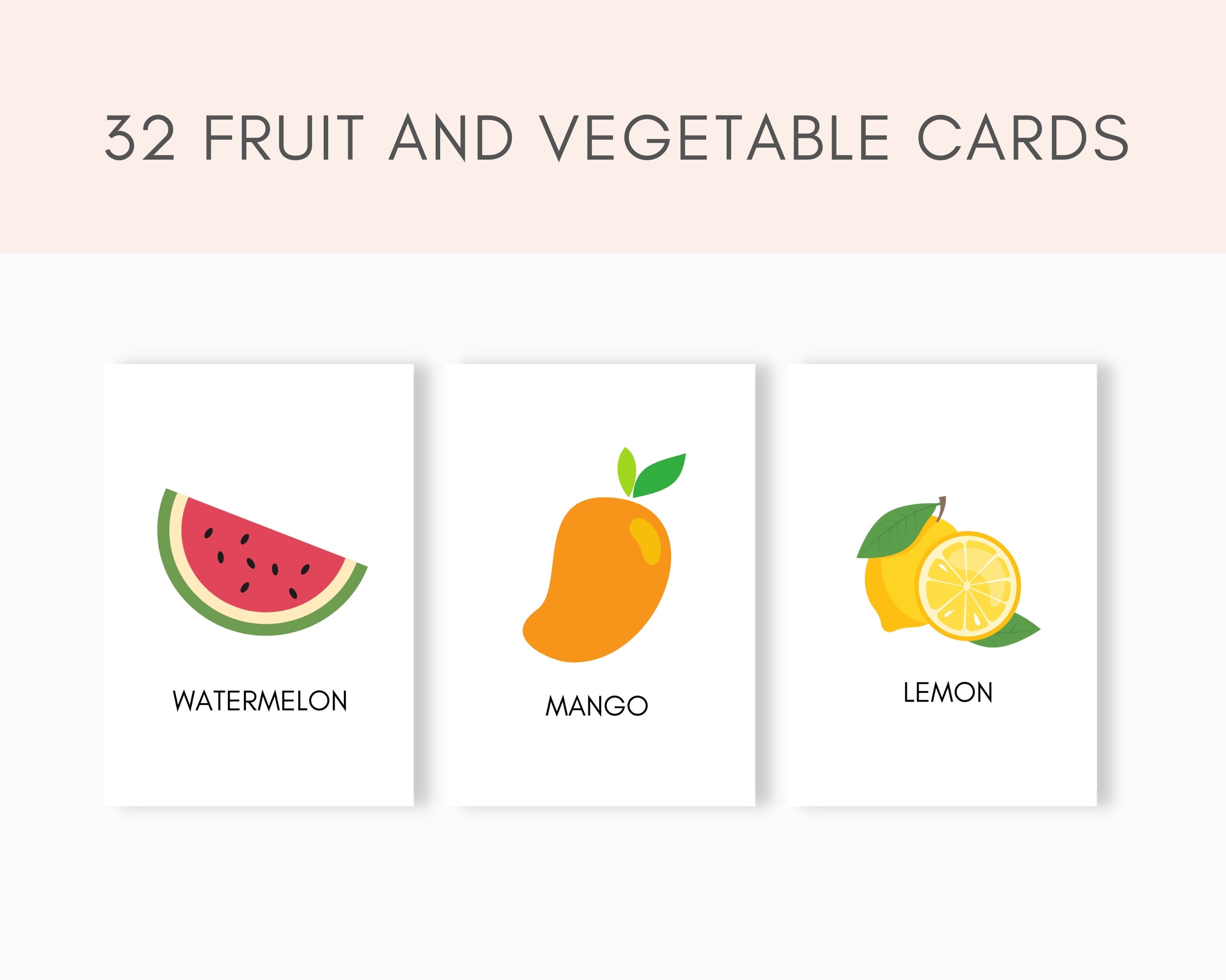 Fruits and Vegetables Flashcards, Fruits Flashcards, Vegetable ...
