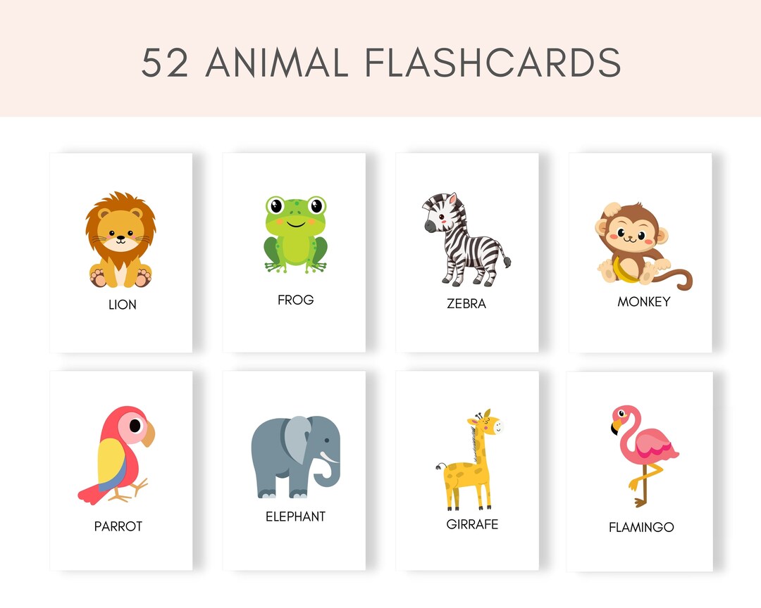 Animal Flashcards Printable Flashcards Preschool Flashcards - Etsy