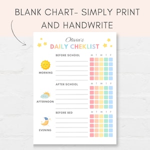 Kids Daily Checklist, Kids Daily Schedule, Editable Kids Daily ...