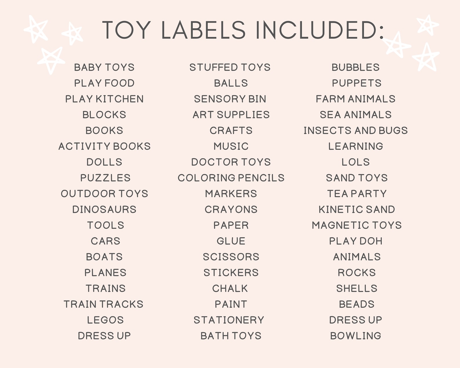 Toy Labels Printable, Toy Organization, Toy Storage, Organization ...