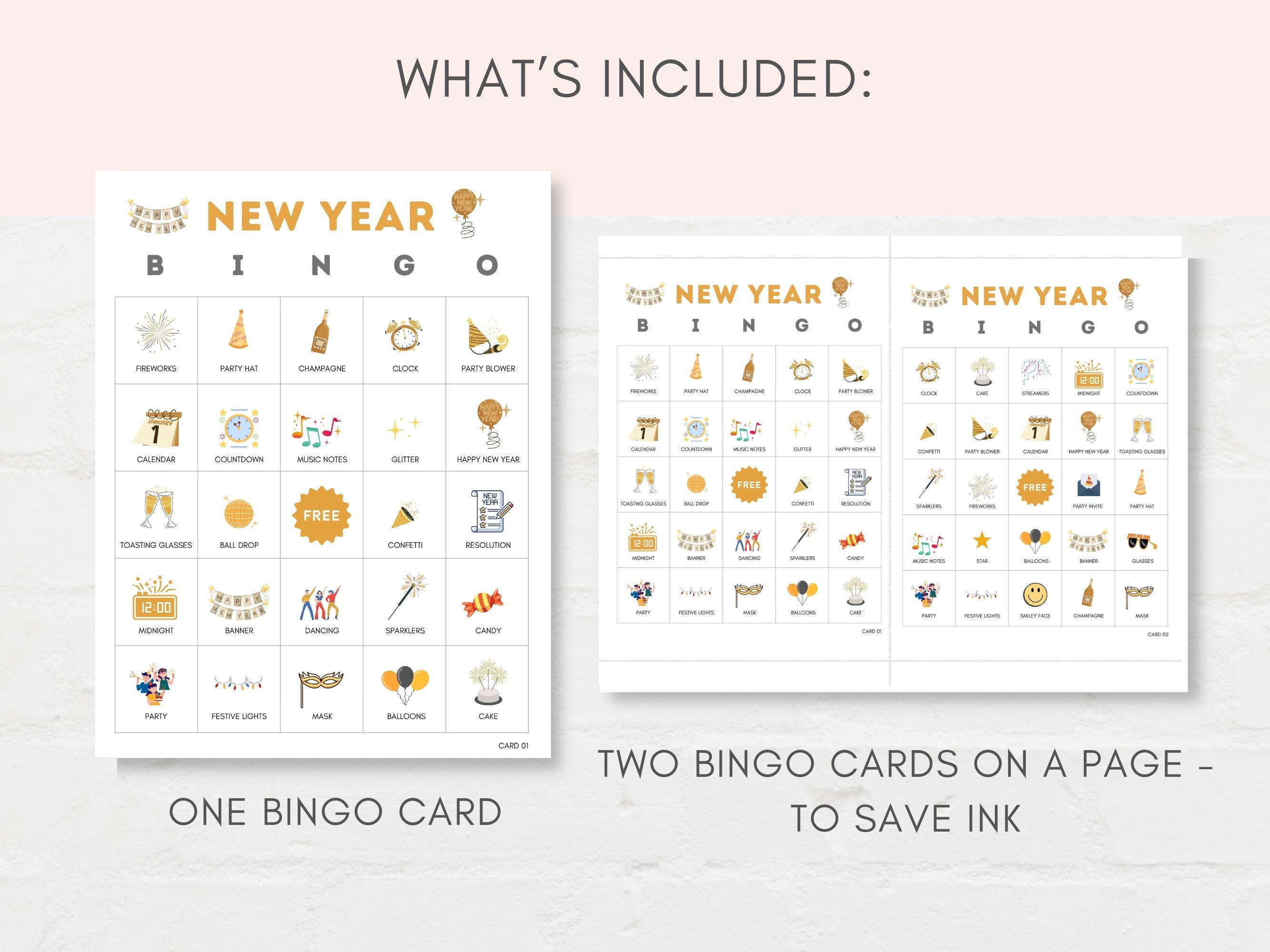 New Year Bingo Printable, New Year Game, New Year Activity, Kids New ...