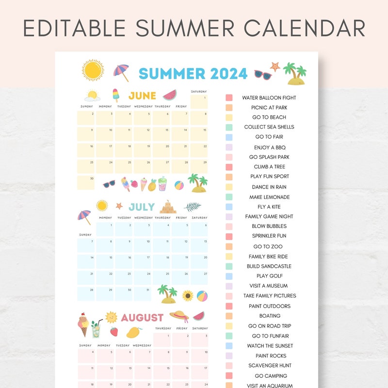 Summer Calendar - Etsy