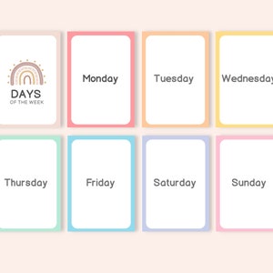 Days of the Week Flashcards, Flash Cards Printable, Days of the Week ...