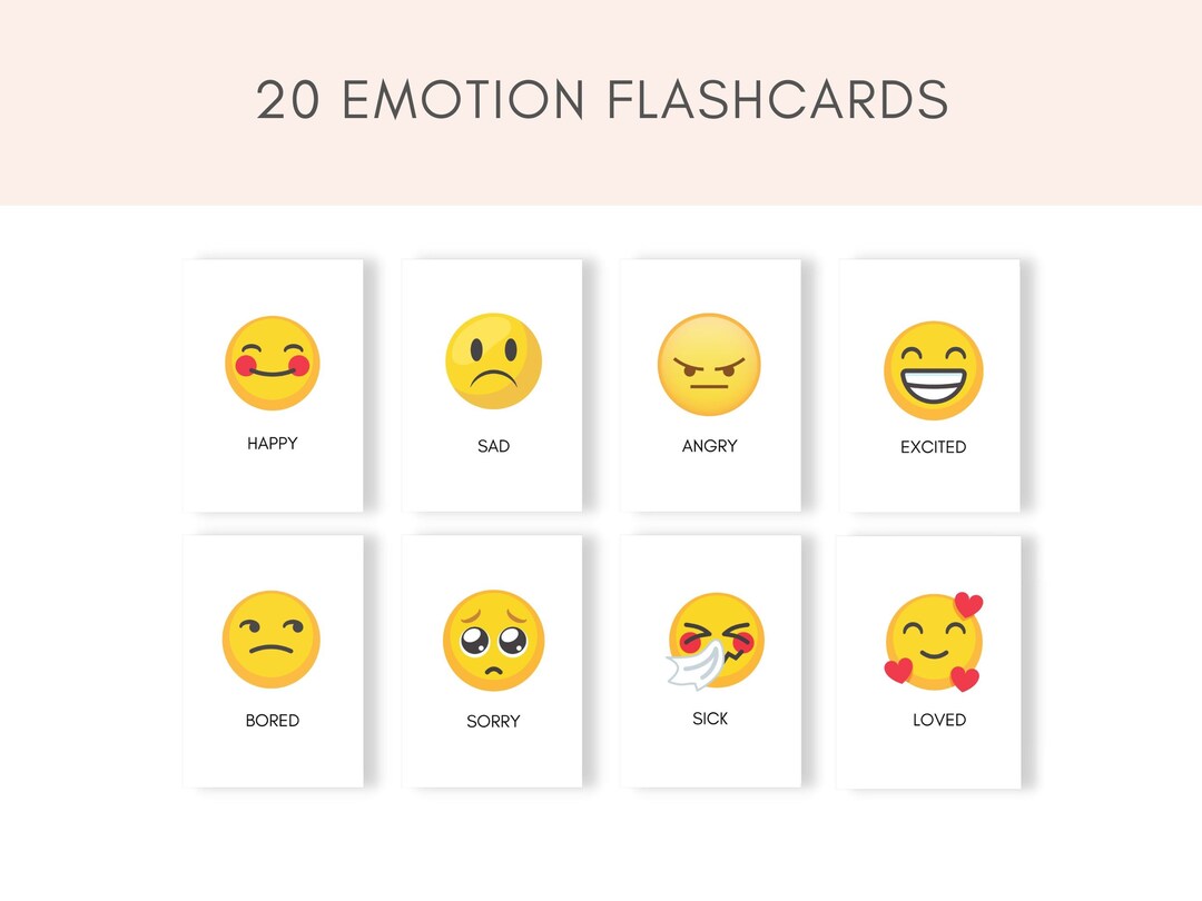 Emotion Flashcards, Preschool Emotion Flashcards, Emoji Flashcards ...
