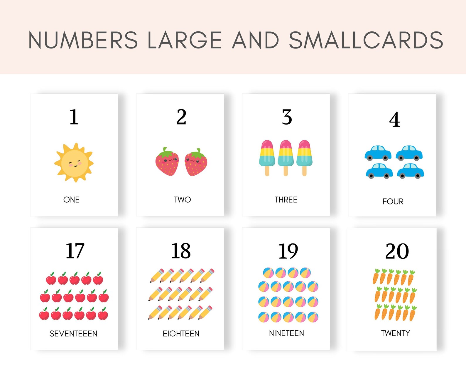 Number Flashcards Counting Cards Printable Number Flash - Etsy