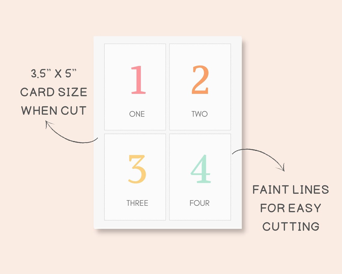 Number Flashcards Counting Cards Printable Number Flash - Etsy