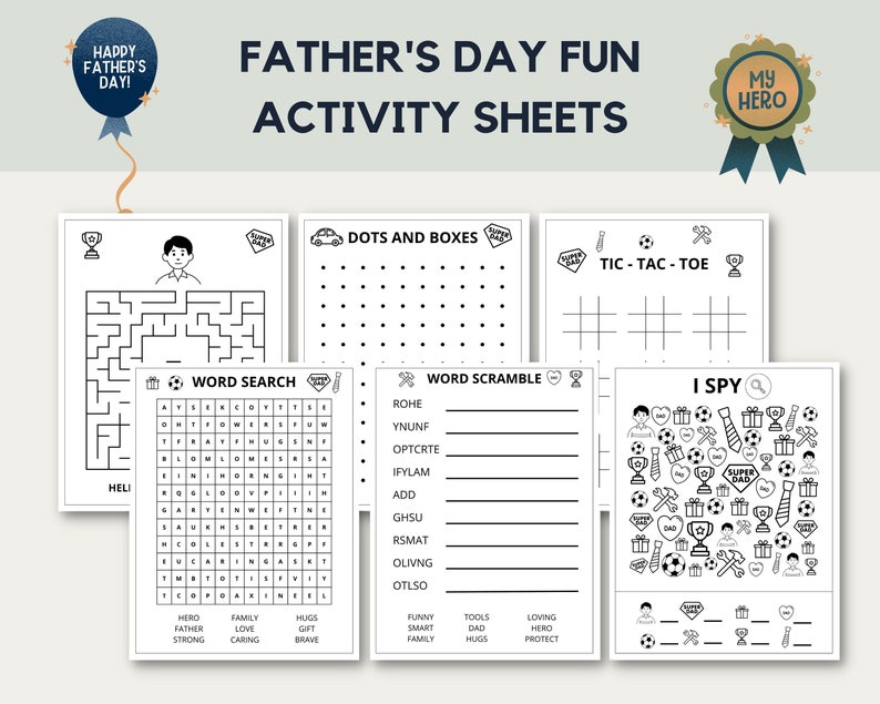 Fathers Day Activity Pack Fathers Day Activities Fathers - Etsy