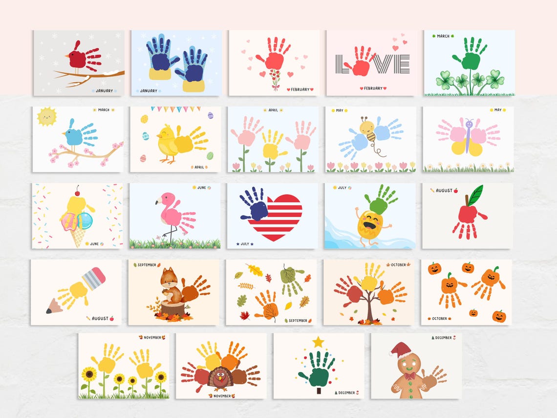 Handprint Calendar 2027, Printable Handprint Calendar, Kids Handprint ...
