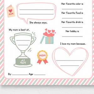 All About Mom Printable, Mother’s Day Questionnaire, All About My Mom ...