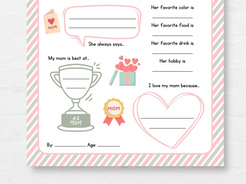 All About Mom Printable, Mother’s Day Questionnaire, All About My Mom ...