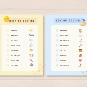 Bedtime Routine Chart, Morning Board, Editable Routine Chart, Routine ...