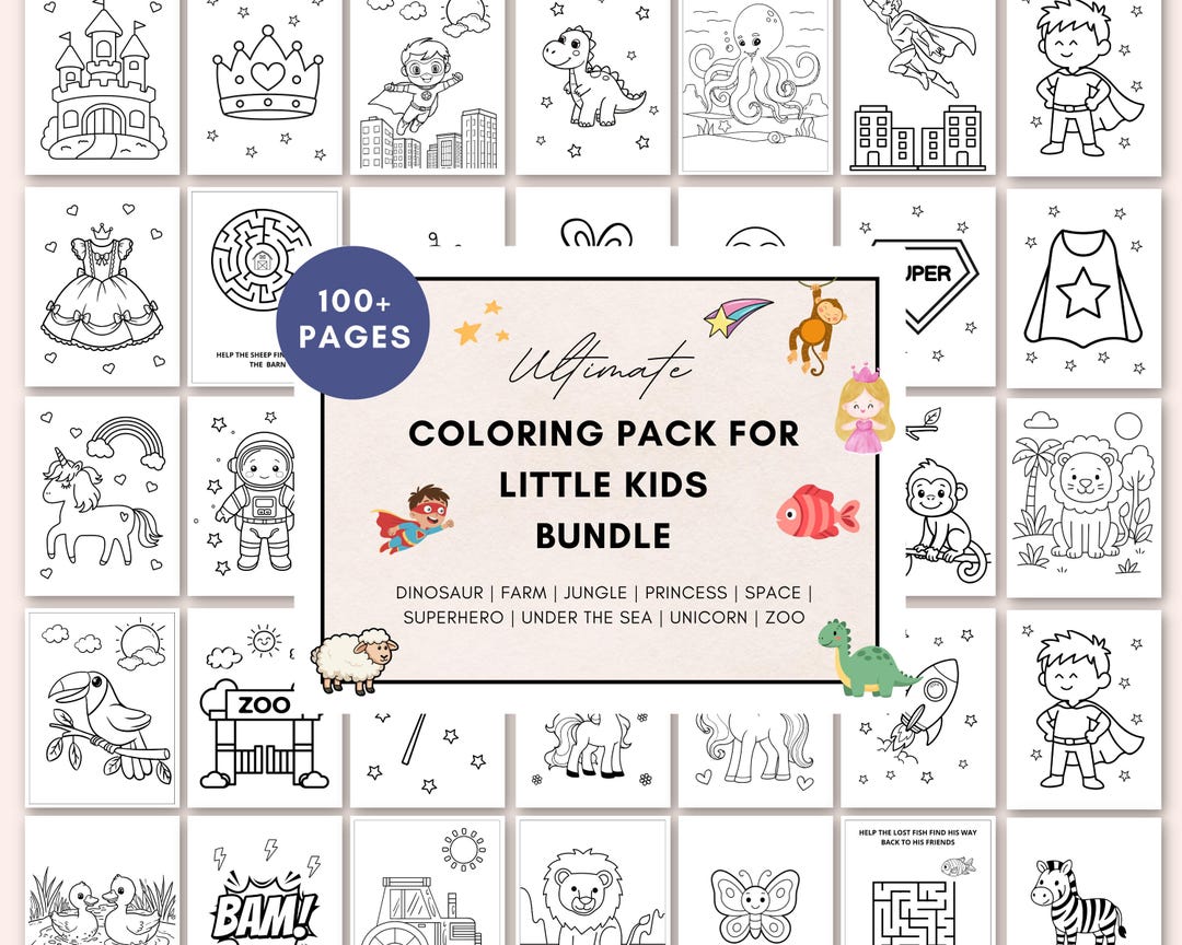 Coloring Pack for Little Kids, Kids Coloring Pack Bundle, Printable ...
