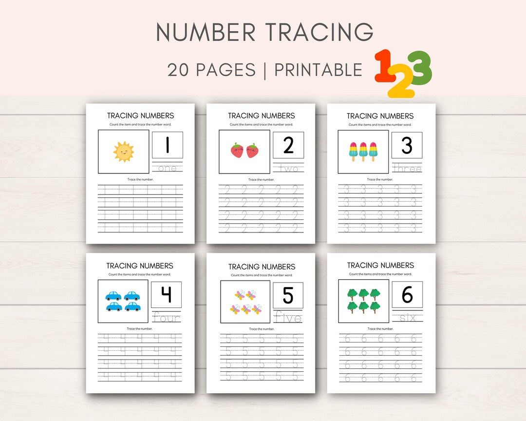 Number Tracing, Handwriting Practice, Preschool Printable, Kindergarten ...