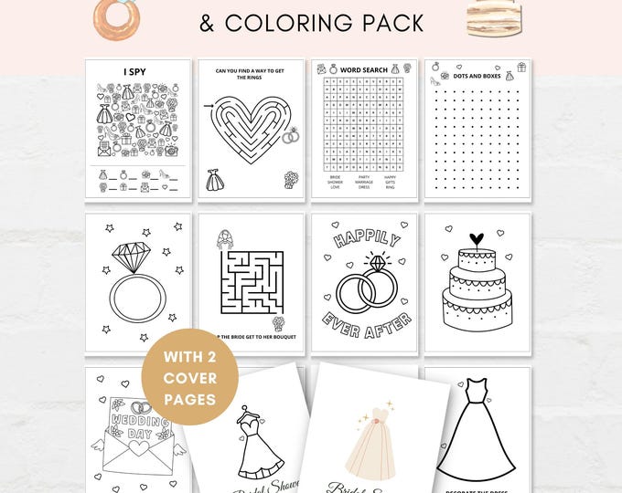 Kids Bridal Shower Activity Book: Coloring & Games (digital Download ...