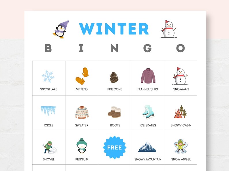 Winter Bingo, Winter Activity, Winter Bingo Printable Game, Winter ...