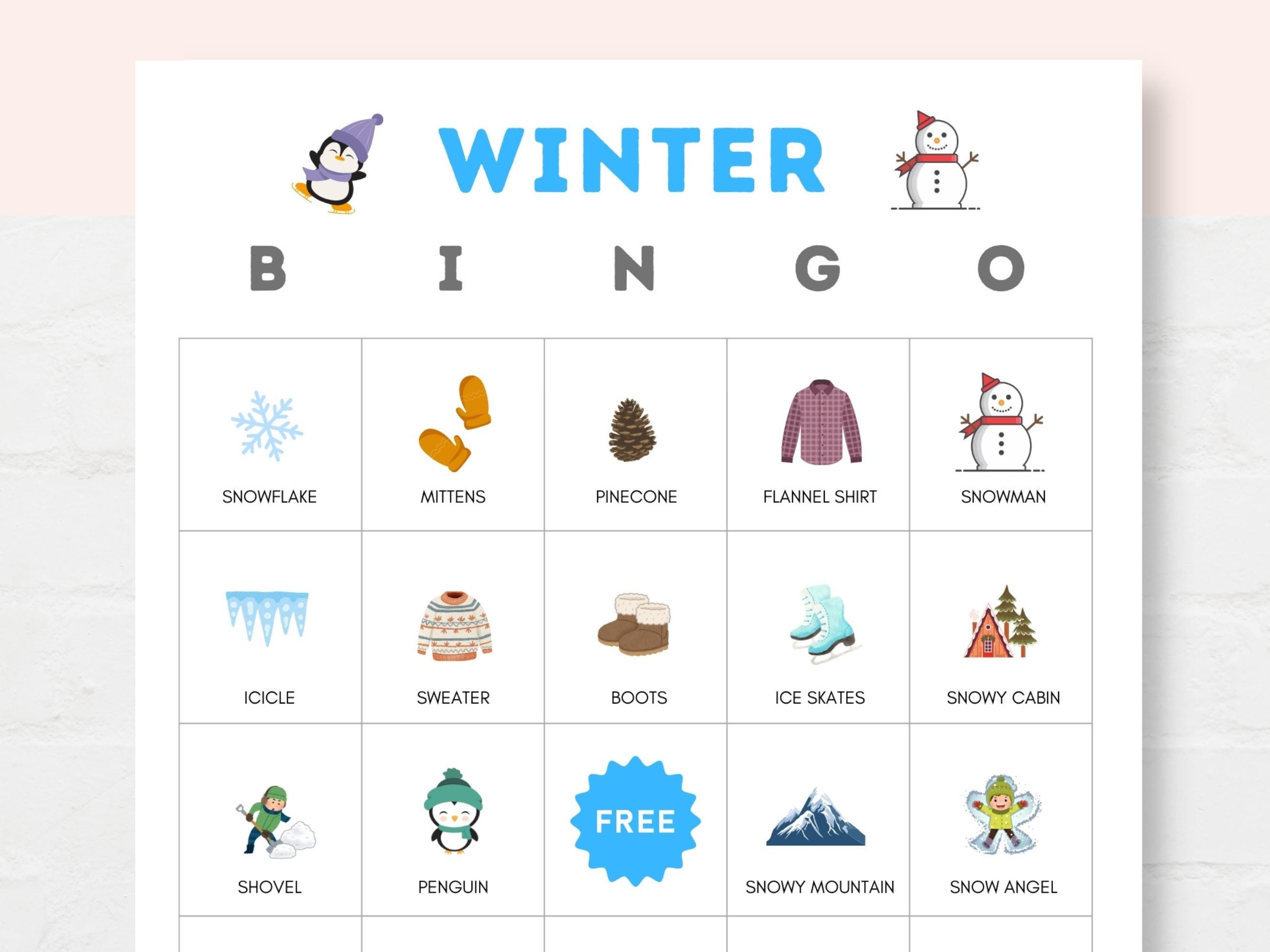 Winter Bingo, Winter Activity, Winter Bingo Printable Game, Winter ...