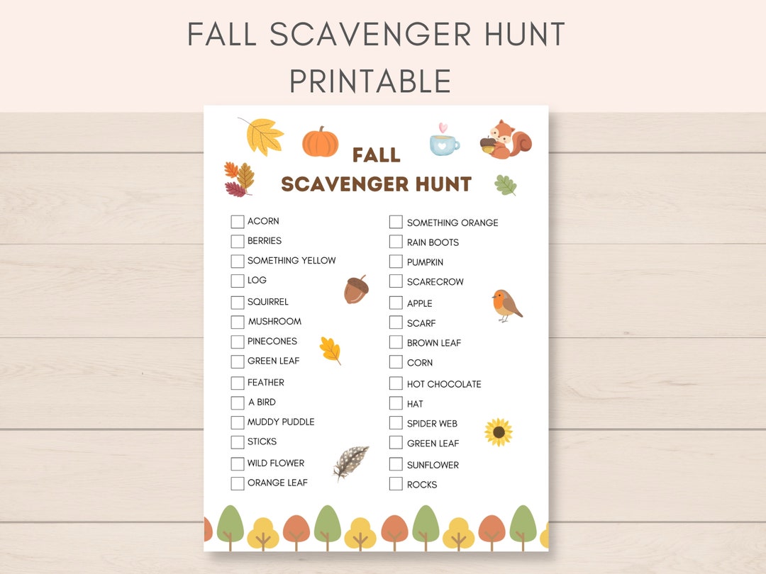Fall Scavenger Hunt, Fall Activity, Autumn Nature Walk, Nature ...