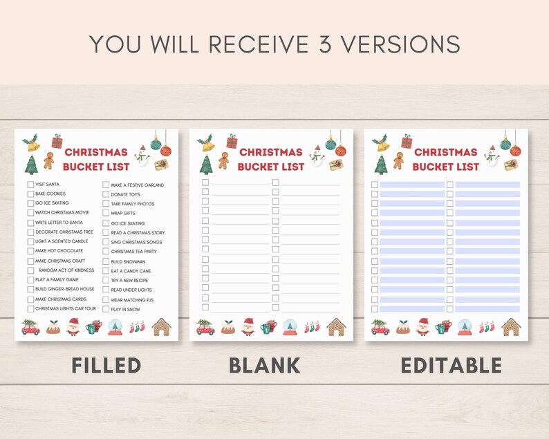 Christmas Bucket List Printable, Christmas to Do List, Custom Bucket ...