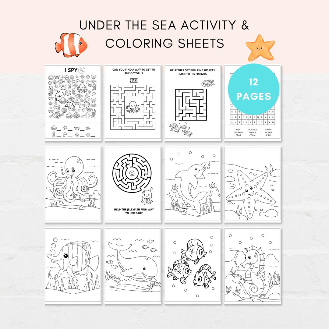 Under the Sea Activity Pack, Under the Sea Coloring, Ocean Worksheets ...