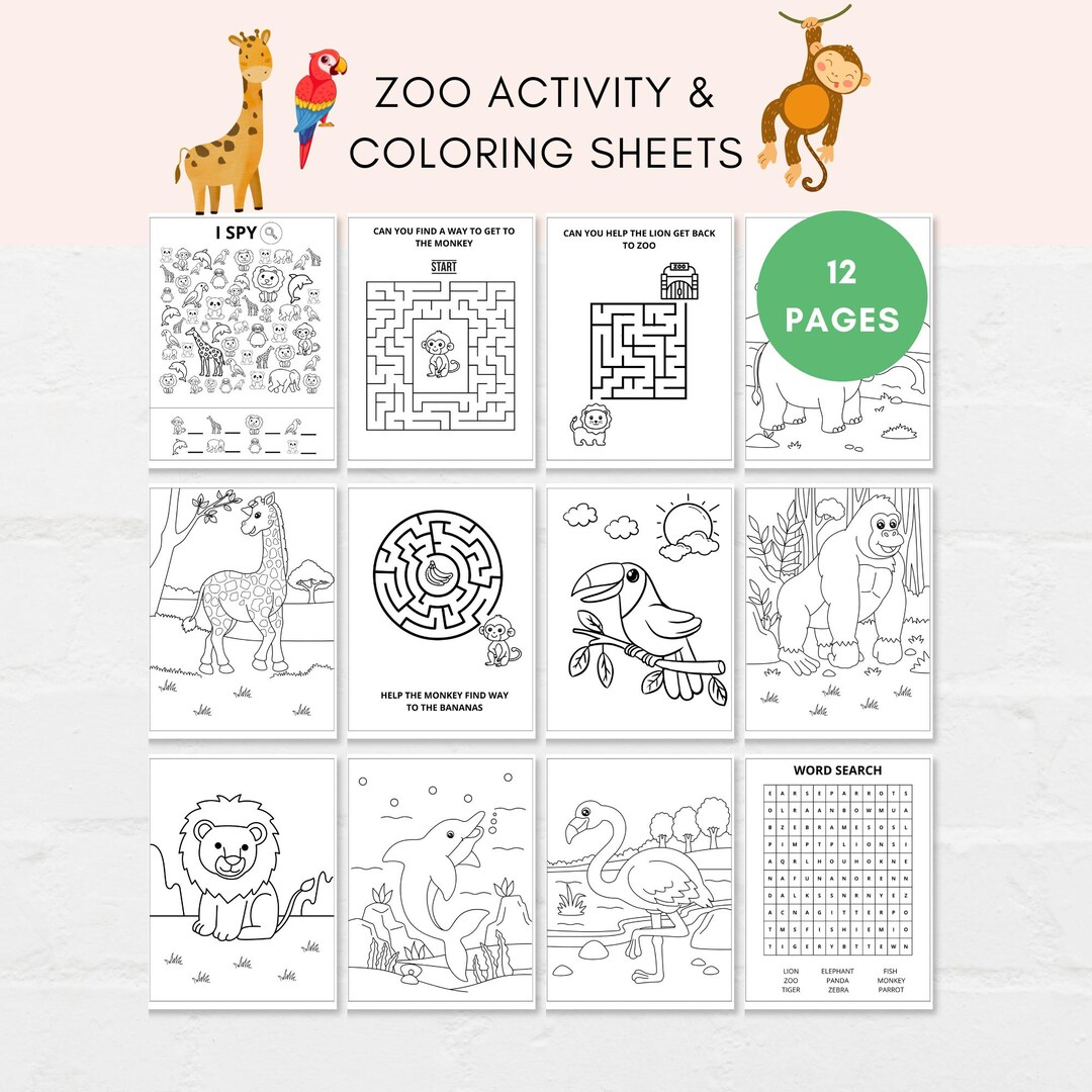 Zoo Activity Pack, Animal Activities, Animal Coloring Pages, Animal ...