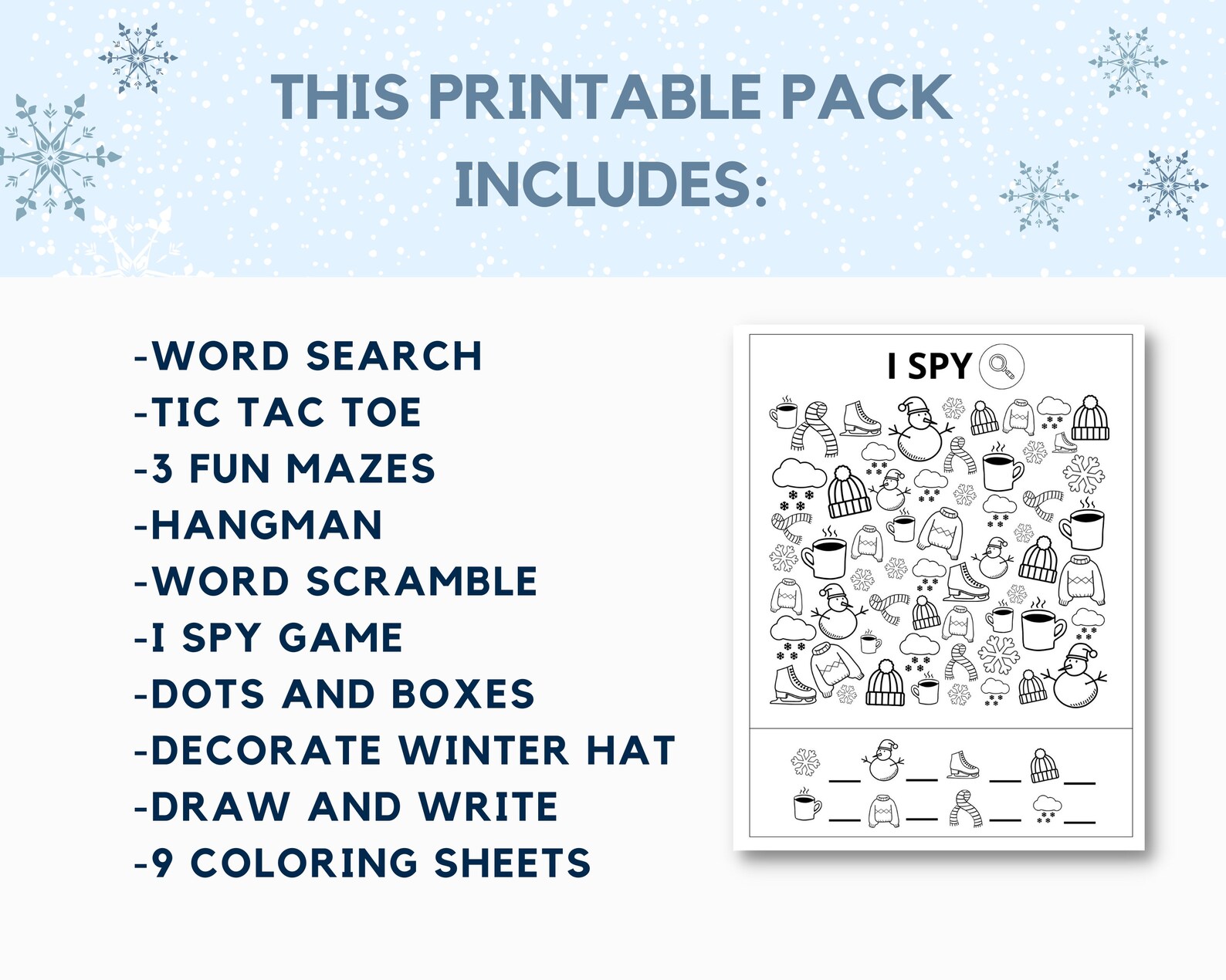 Winter Activity Printable Winter Games Winter Printable - Etsy