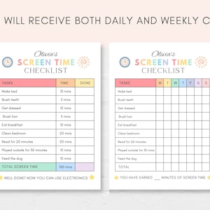 Screen Time Chart, Screen Time Checklist, Summer Screen Time, Screen ...