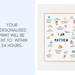 Boys Affirmations Wall Art, Children Affirmation Wall Art, Positive ...