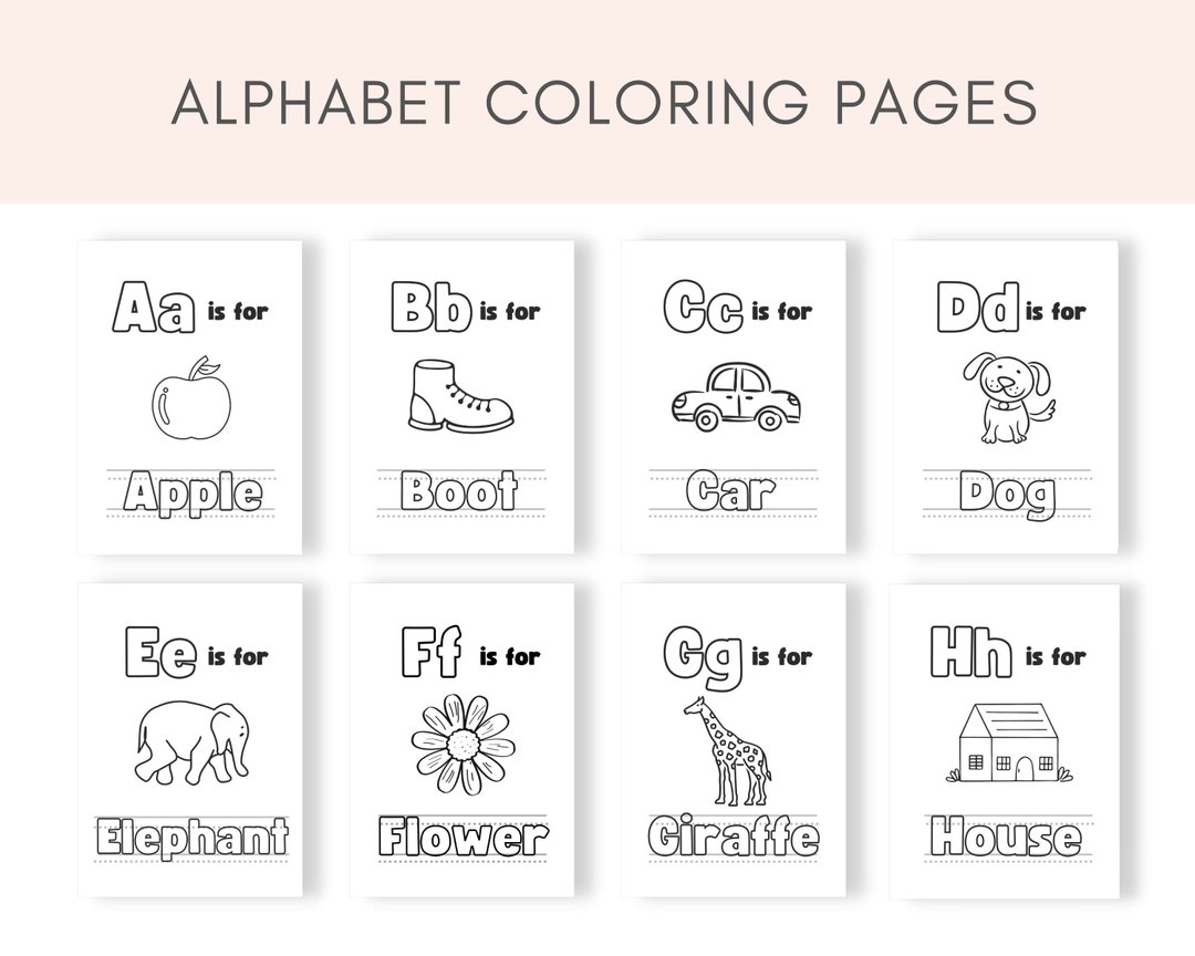 Alphabet Coloring Pages ABC Coloring Printable Preschool - Etsy