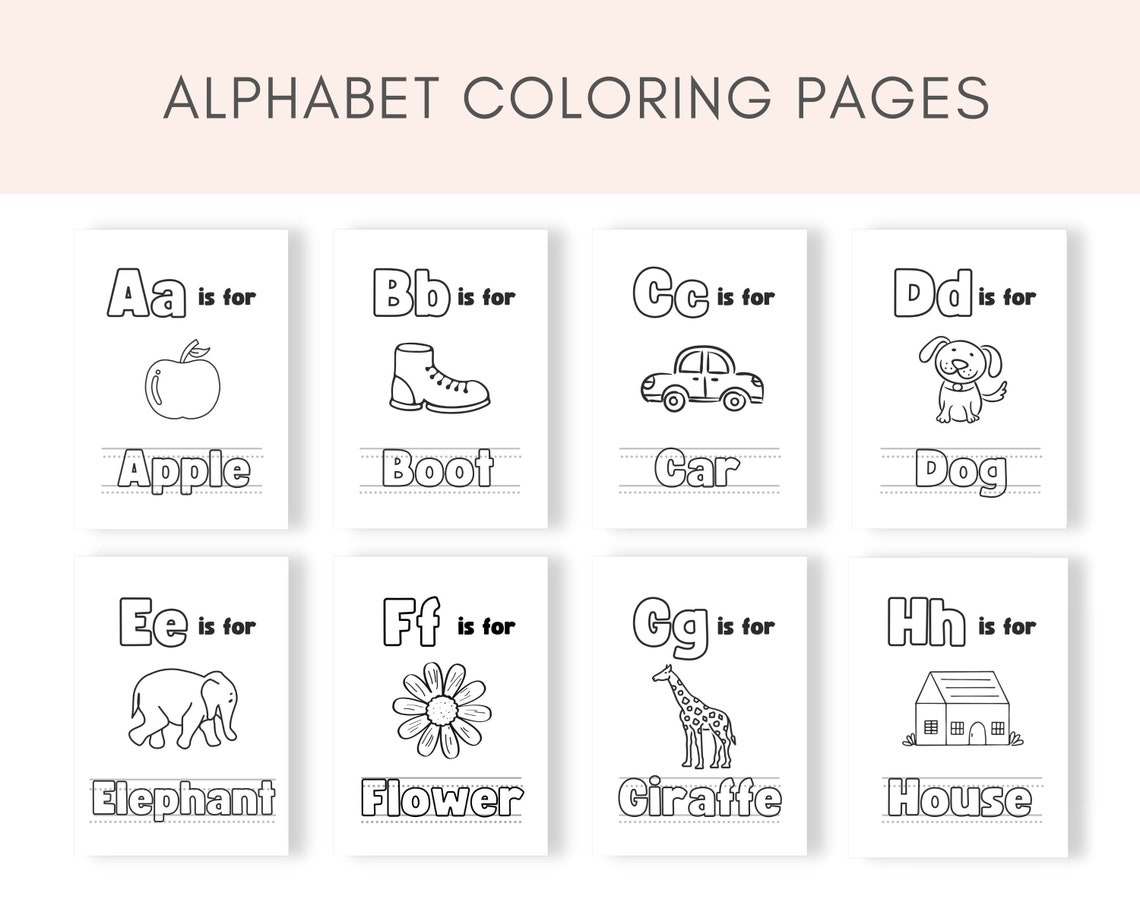 Alphabet Coloring Pages ABC Coloring Printable Preschool - Etsy