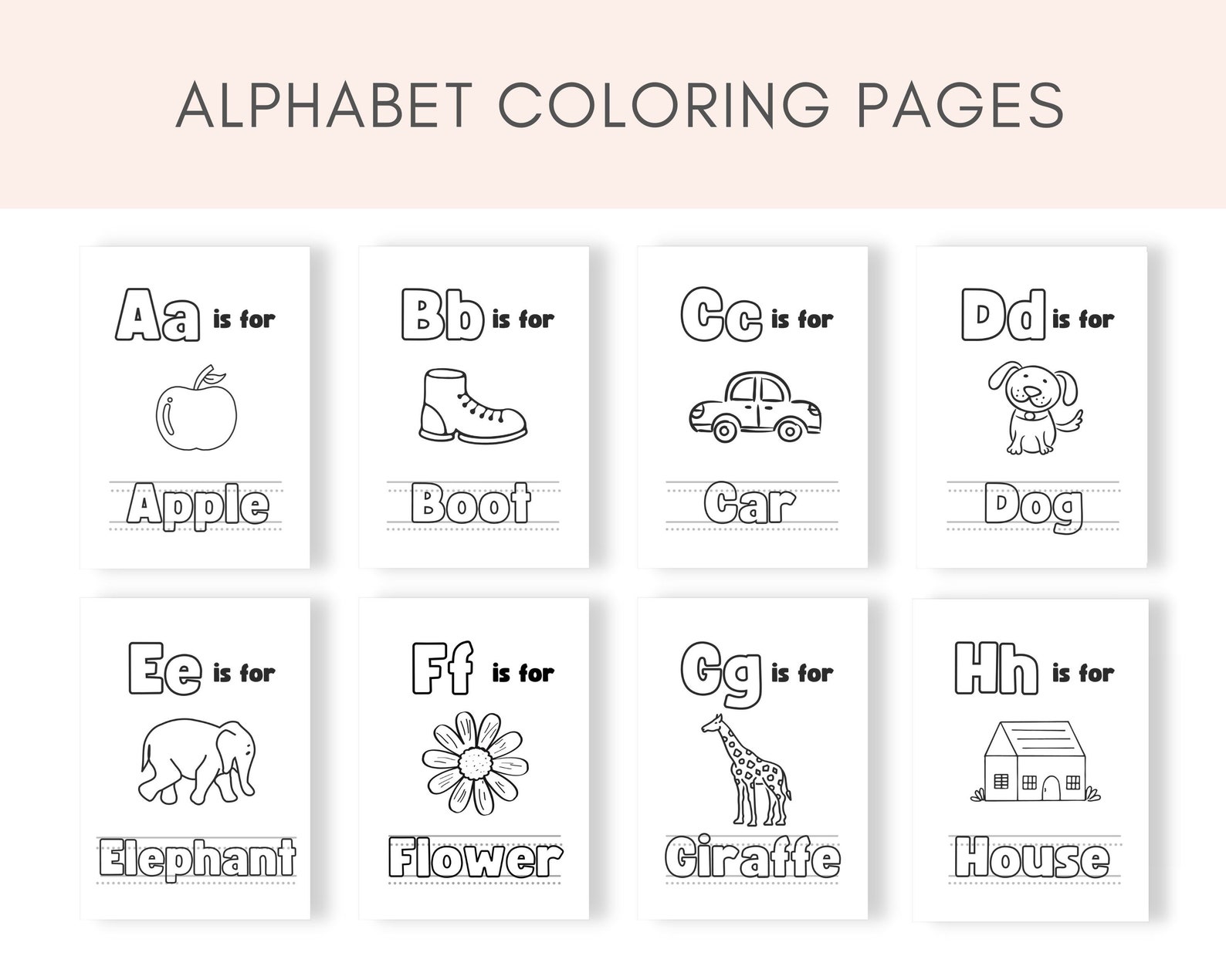 Alphabet Coloring Pages ABC Coloring Printable Preschool - Etsy