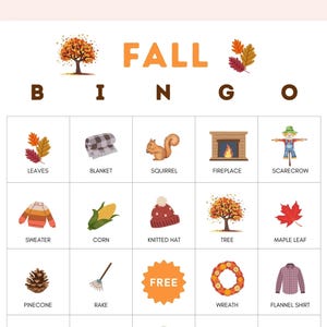 Fall Bingo Printable, Fall Bingo Game, Kids Fall Activity, Fall Bingo ...