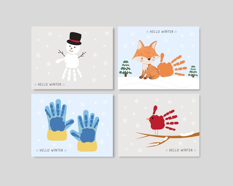 Winter Handprint Handprint Keepsake Handprint Art Winter - Etsy